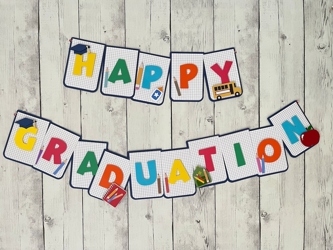 Happy Graduation Banner, Kindergarten Grad Banner, Graduation Party ...