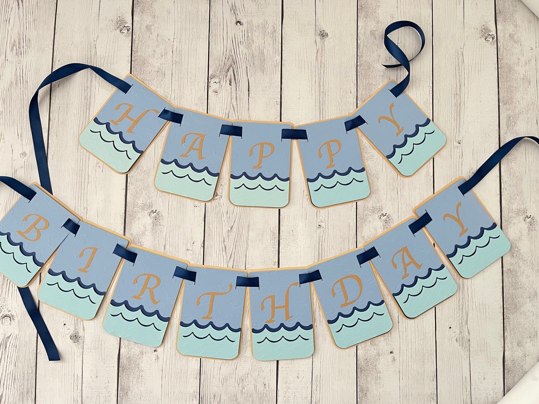 Nautical Happy Birthday Banner, Whale Party Decor, Boy First Birthday ...
