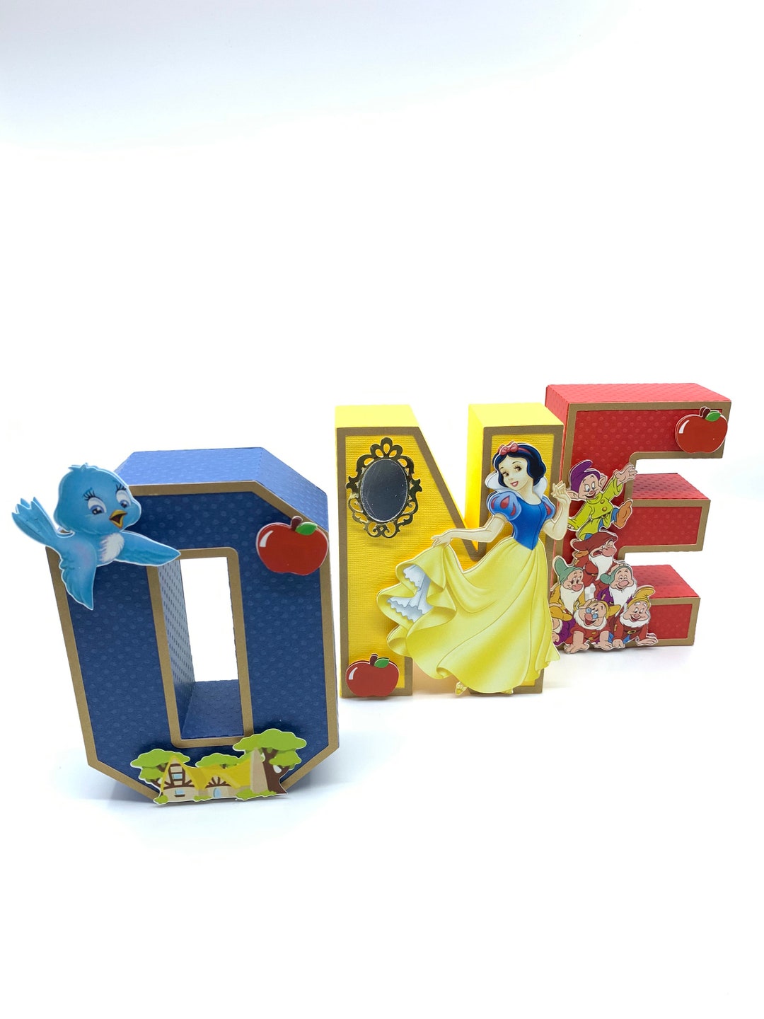 Snow White Party Decoration Snow White 1st Birthday One Letters 3D Snow ...