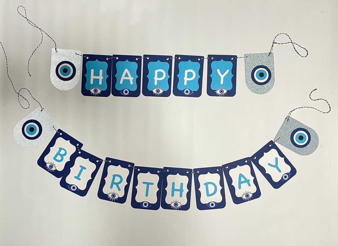 Evil Eye Birthday Party Decorations: Cake Topper, Banner & Cupcake ...