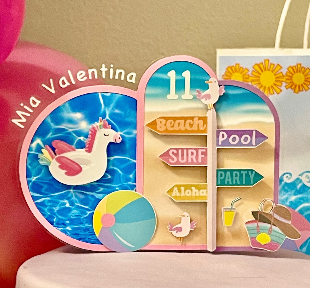 Beach Cake Topper, Summer Cake Topper, Beach Party Decor, Pool Party ...