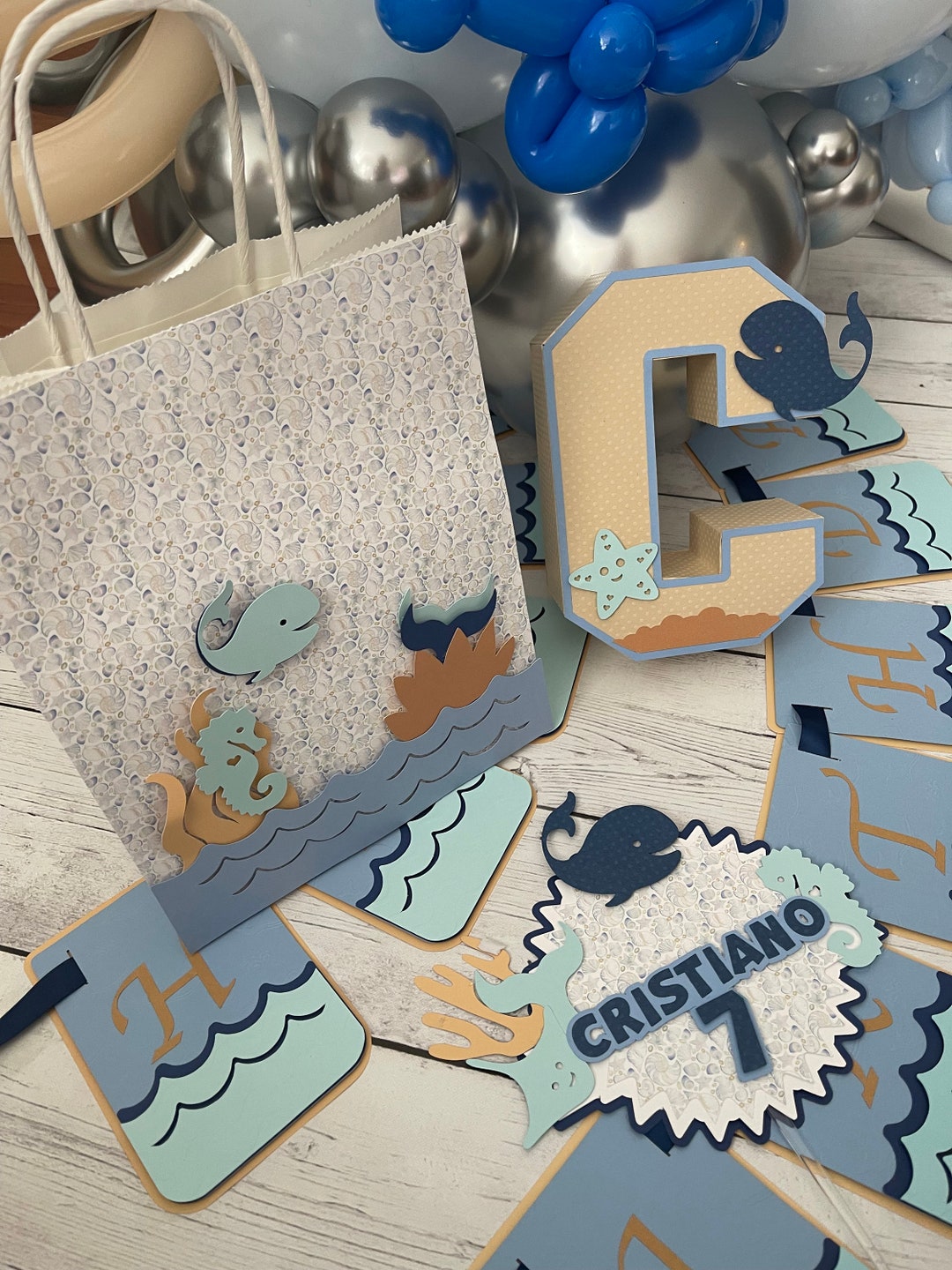 Whale First Birthday Party Bundle: Nautical Decorations Kit - Etsy
