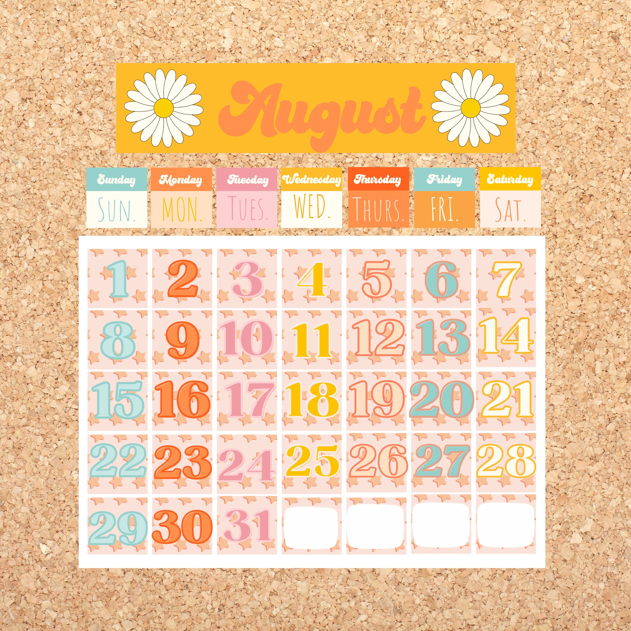 Groovy Classroom Bulletin Board Calendar - Etsy