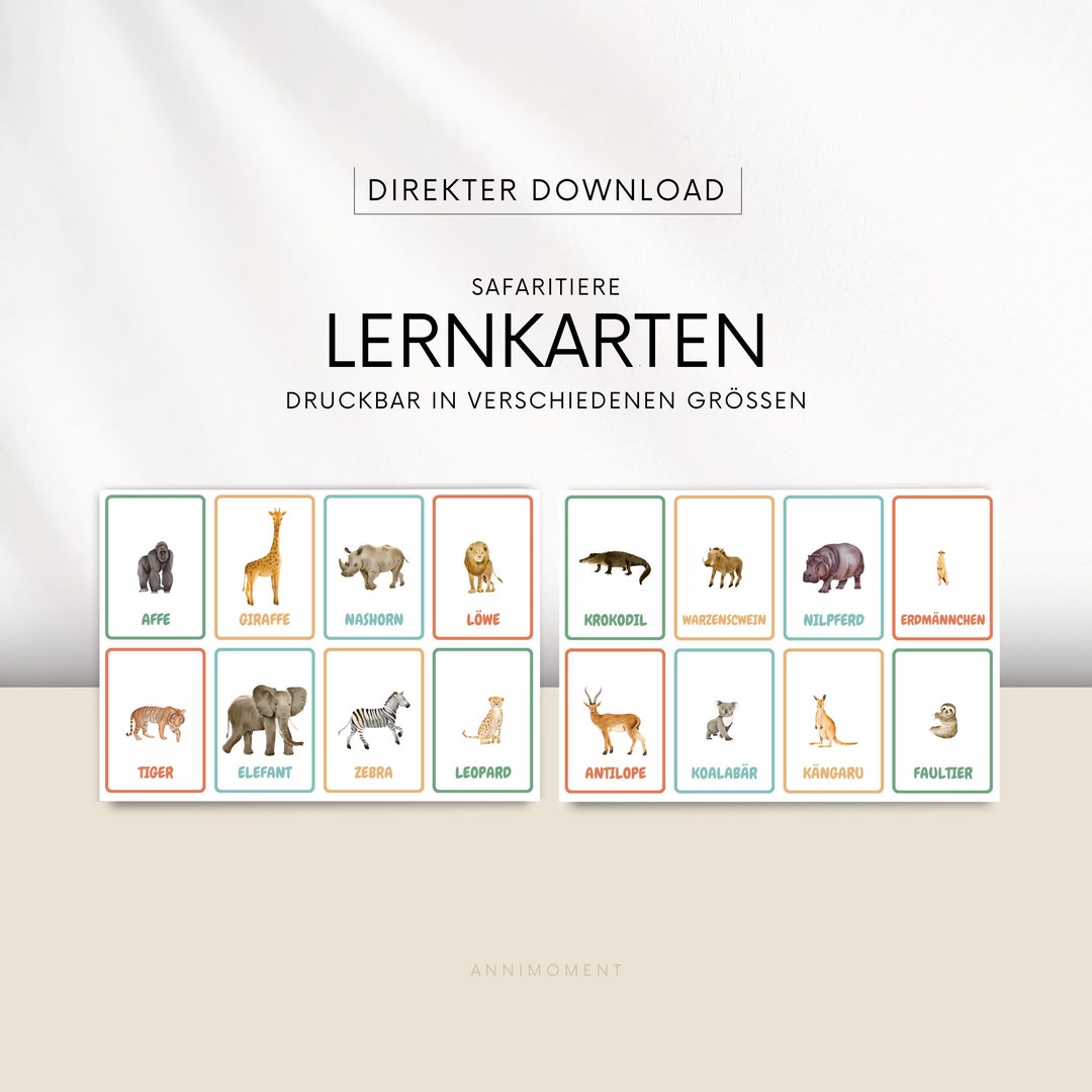 Safari Animals Flashcards | Toy Sorting Cards | Animals | Montessori ...