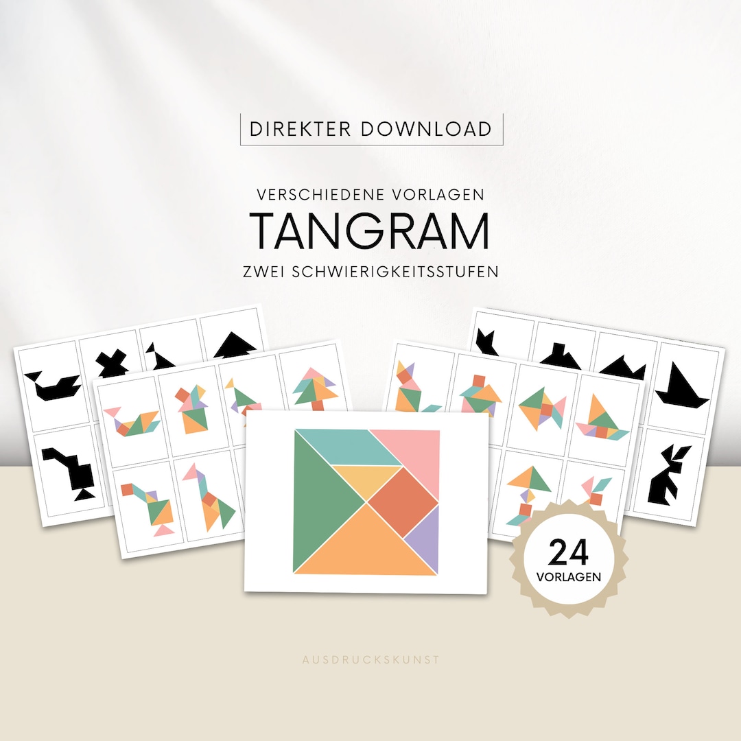 Tangram Cards, Templates, Two Levels of Difficulty, Puzzle, Nursery ...