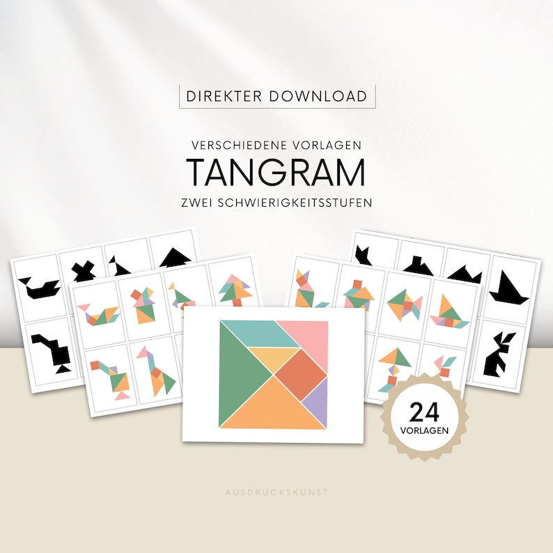 Tangram Cards, Templates, Two Difficulty Levels, Puzzle, Nursery ...