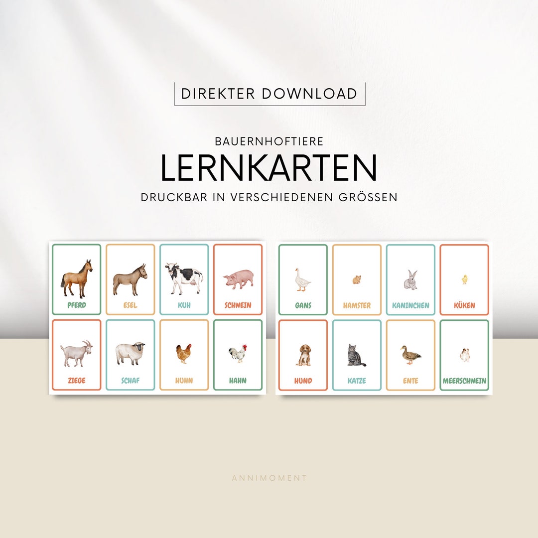 Farm Animal Flashcards | Toy Sorting Cards | Animals | Montessori ...