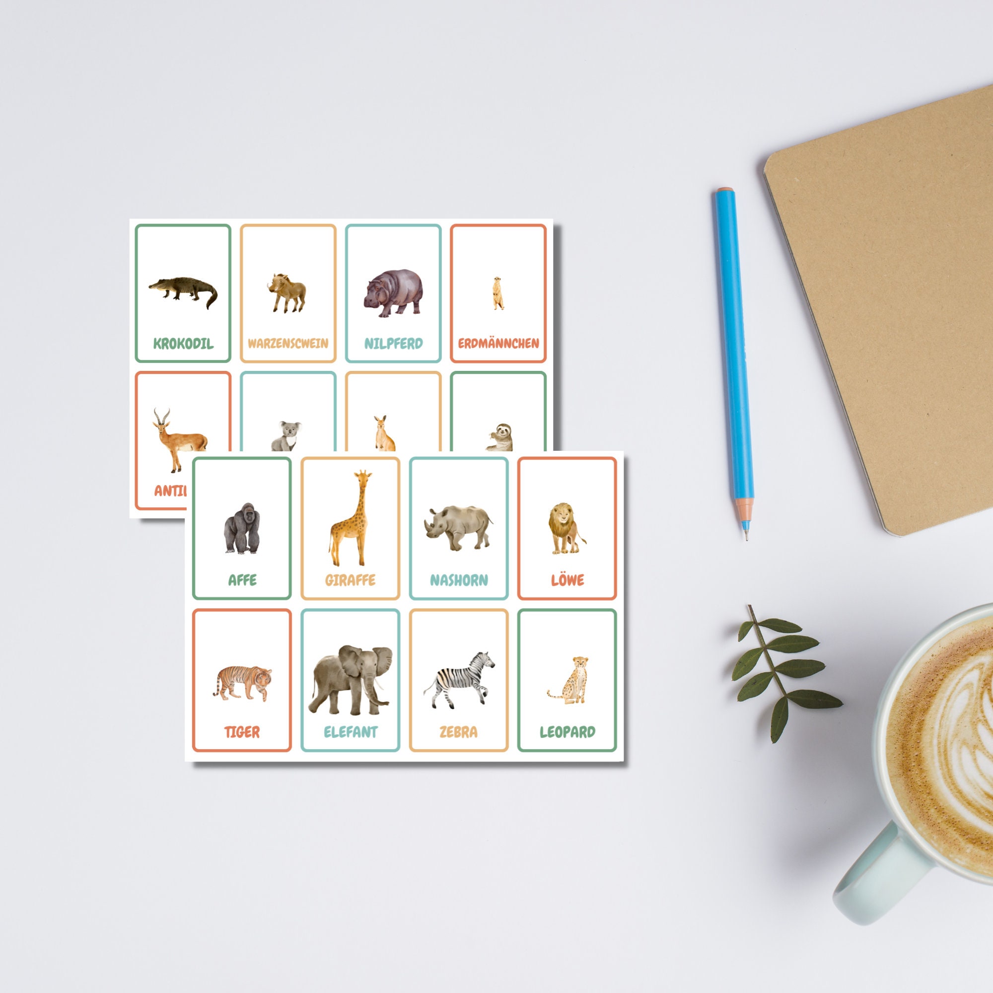 Safari Animals Flashcards | Toy Sorting Cards | Animals | Montessori ...