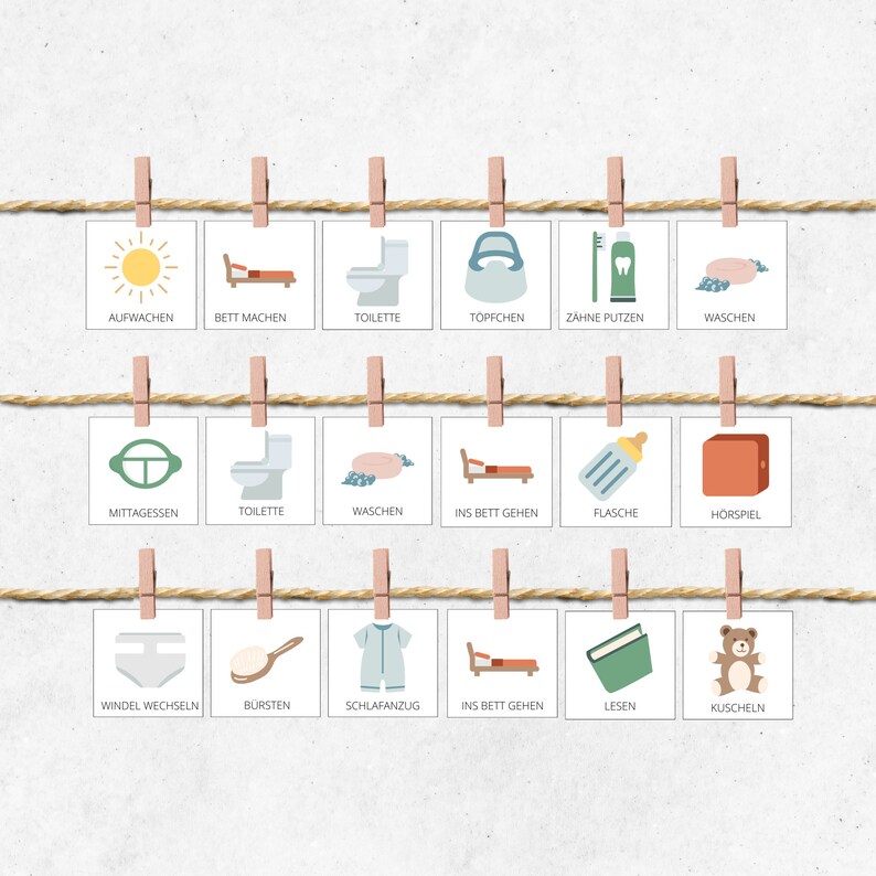 Routine Cards Boho Flashcards Daily Schedule Children Routine Planner ...