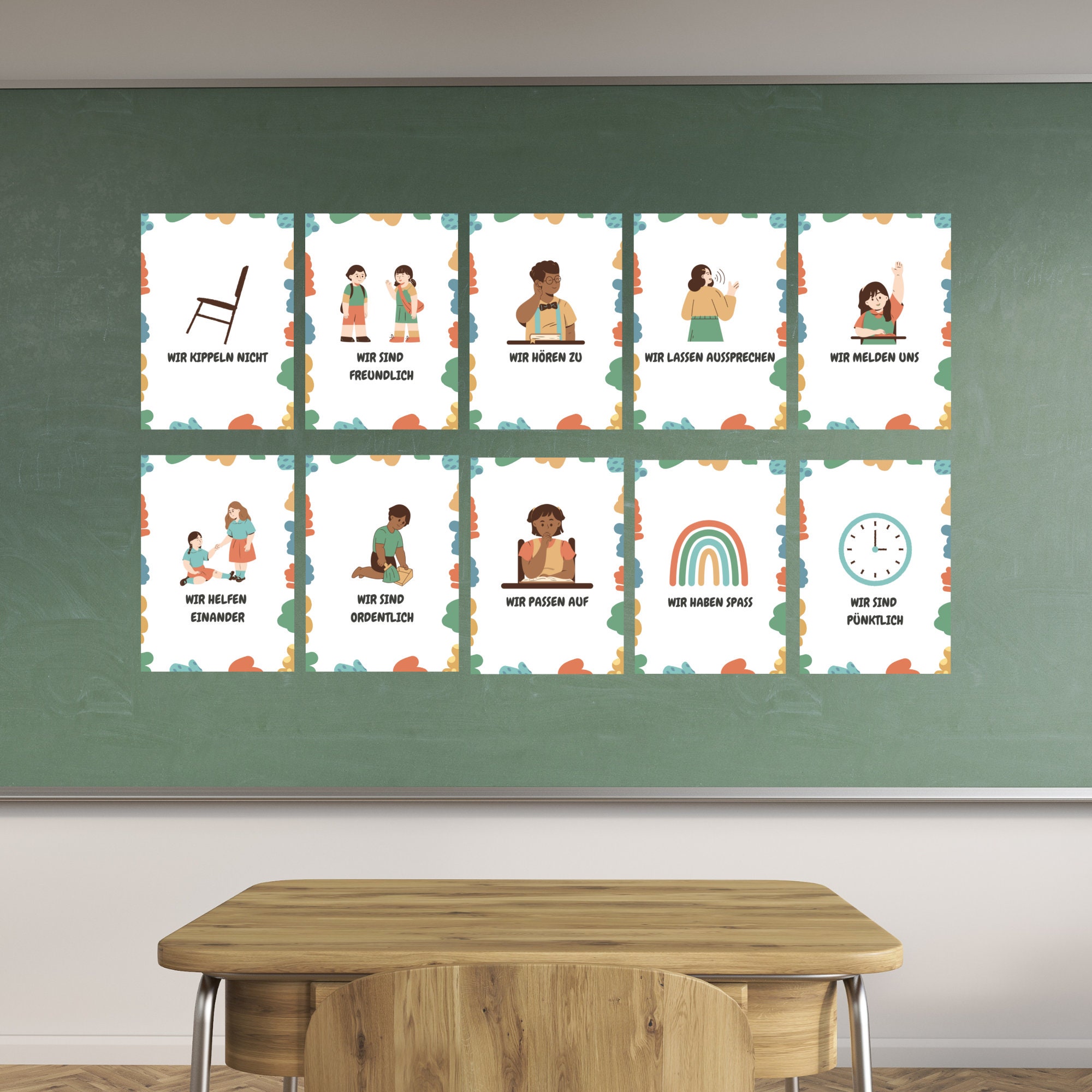 Boho Learning Posters: Classroom Rules, Set of 10, Children's Routines ...