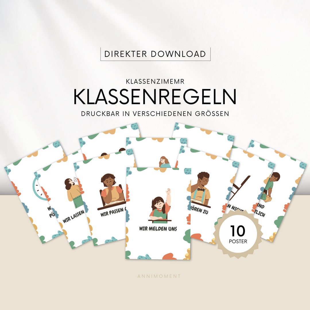 Boho Learning Poster Class Rules, Classroom, Set of 10, Children's ...