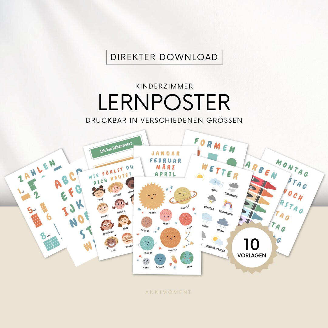Learning Posters Kids Montessori Classroom Nursery Set of 10 - Etsy