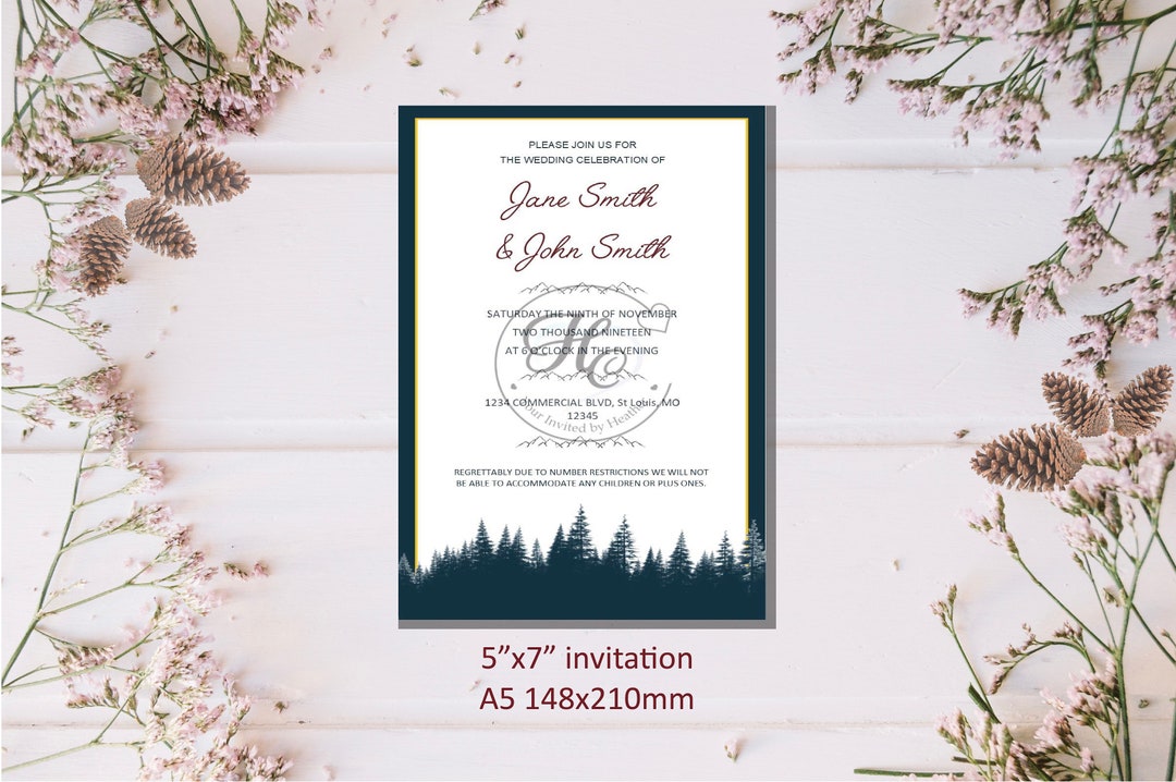 Rustic Wedding Pine Tree Invitation Set - Etsy