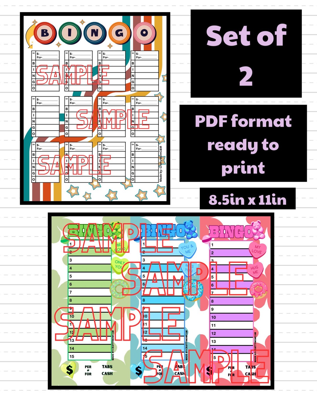 B.I.N.G.O Printable Sheet Set of 2 - Etsy