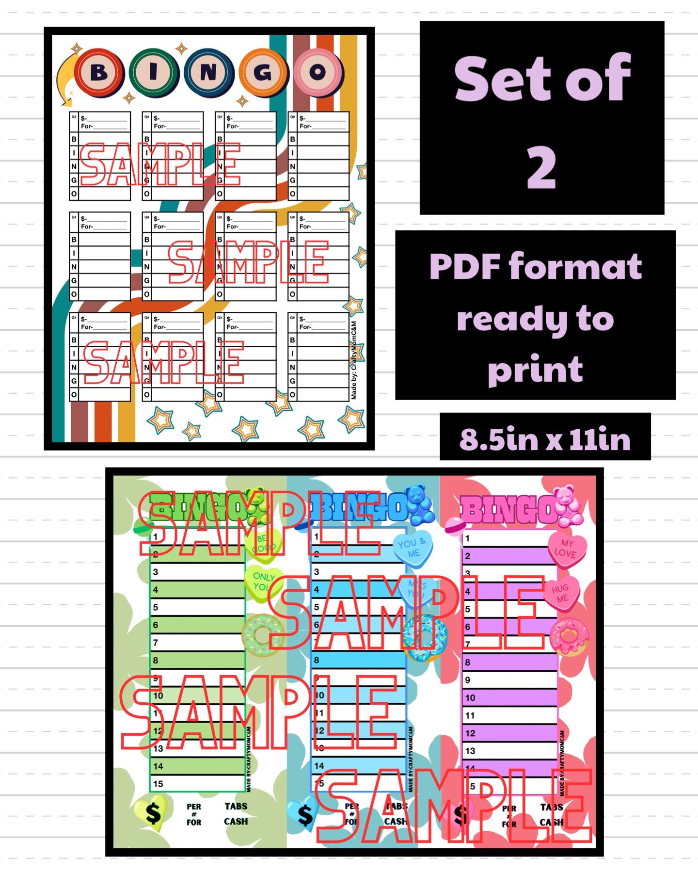 B.I.N.G.O Printable Sheet Set of 2 - Etsy