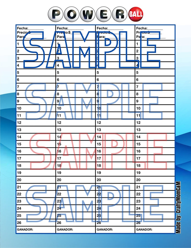 Powerball Printable Raffle Sheet - Etsy