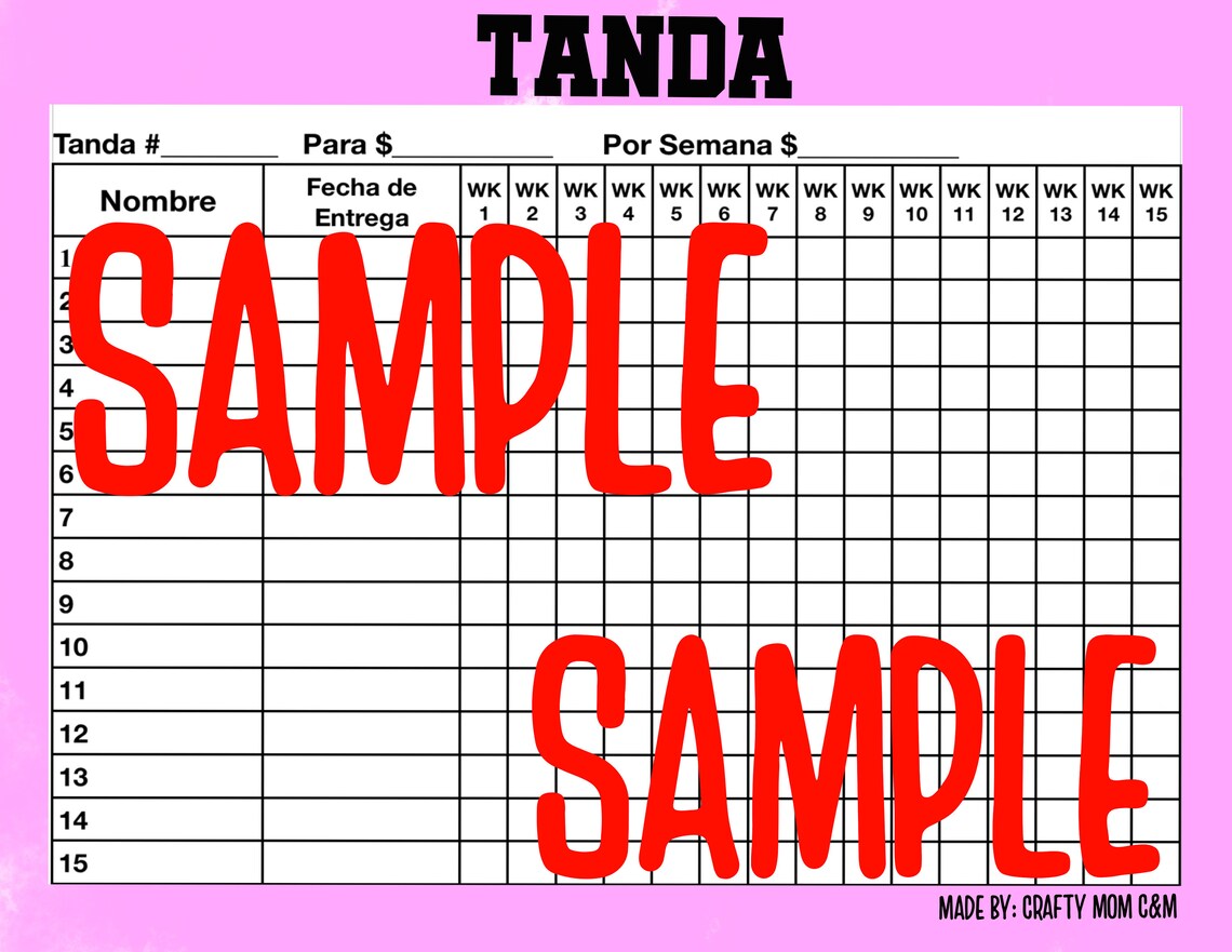 Tanda Semanal PRINTABLE Sheet - Etsy
