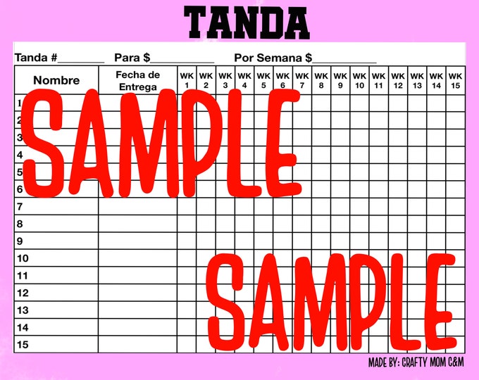 Organizador de tandas / formato de tandas / organizador para tandas ...