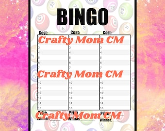 Bingo PRINTABLE Sheet 1-15 - Etsy