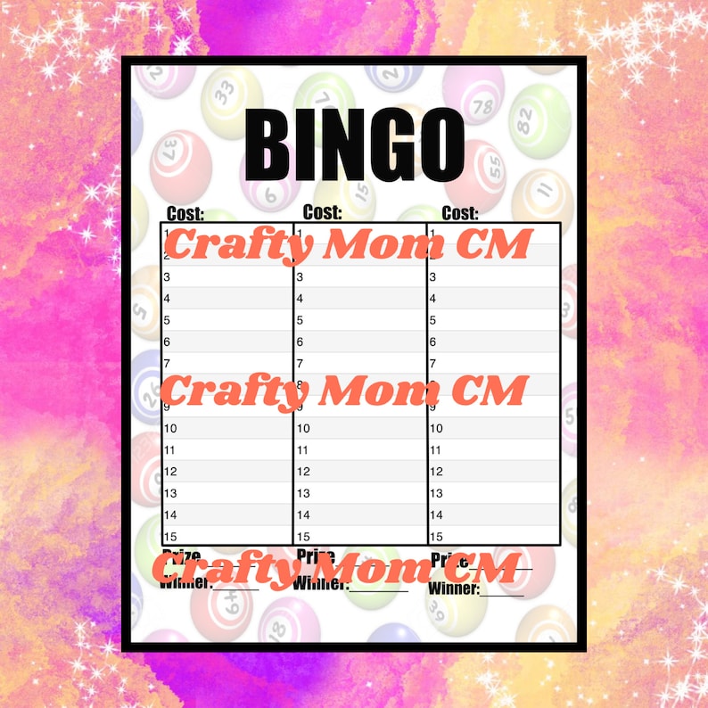 Printable Bingo Sheet - Etsy