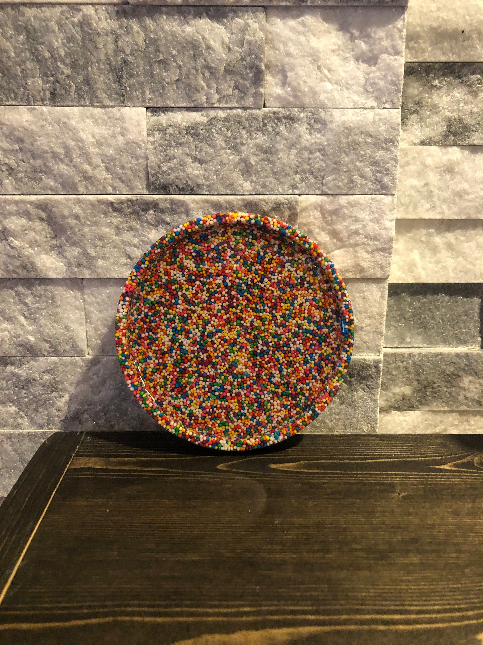 4" Round Resin Coaster With Zillions of Rainbow Sprinkles - Etsy