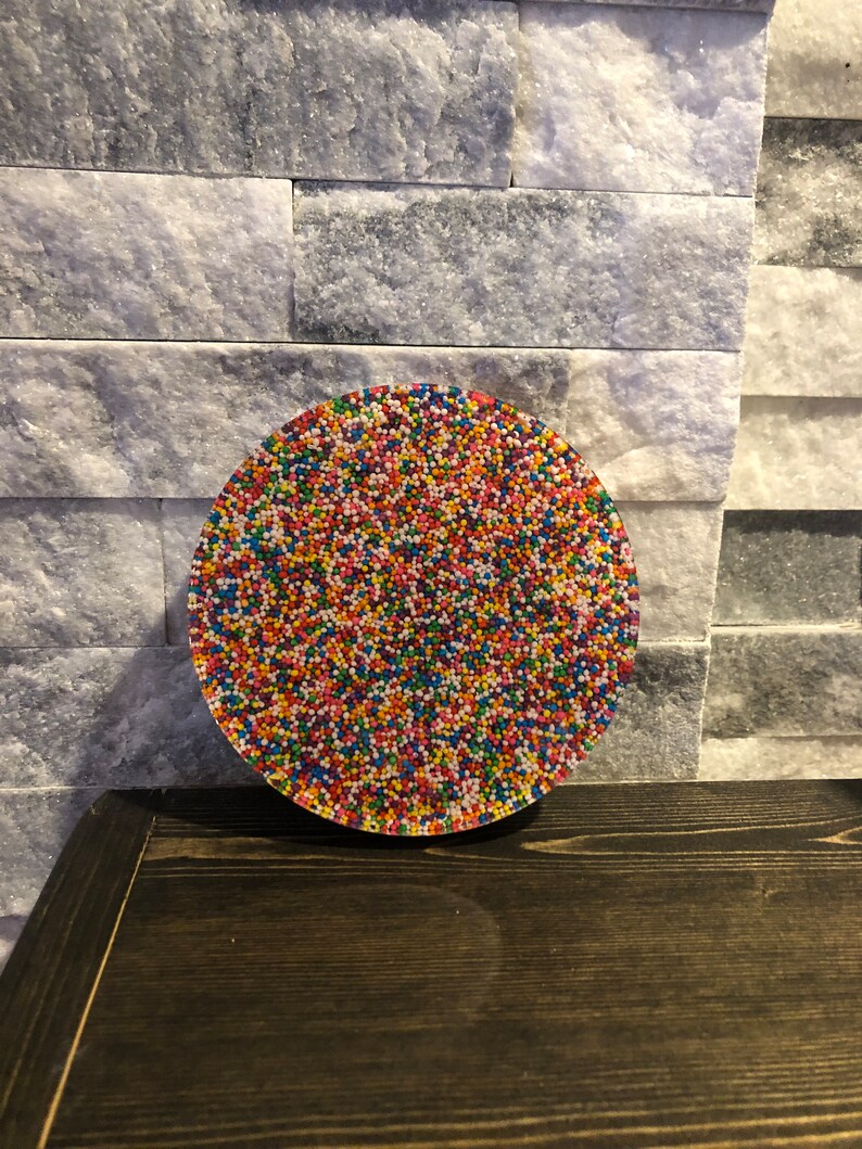 4" Round Resin Coaster With Zillions of Rainbow Sprinkles - Etsy