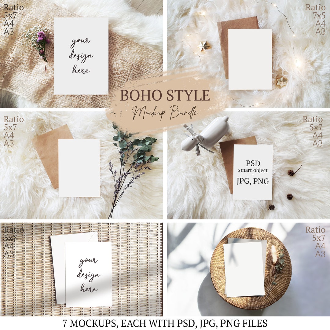 Mockup Bundle, Boho Mockup, Frame Mockup Set, Boho Photo Frame, A4 ...