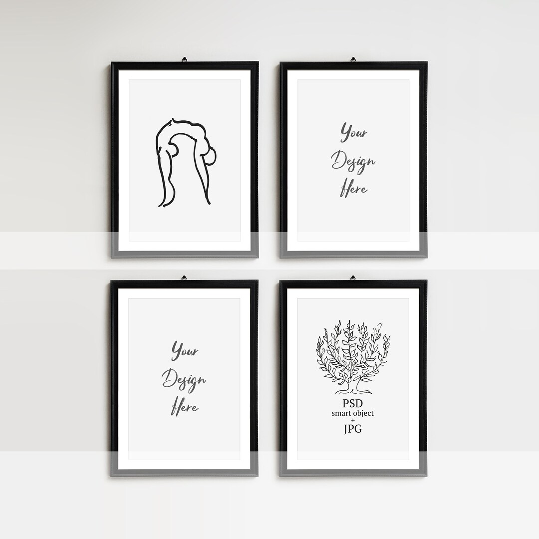 Four Frames Mockup, Four Vertical Frame, Set of Four Frame, 4 Digital ...