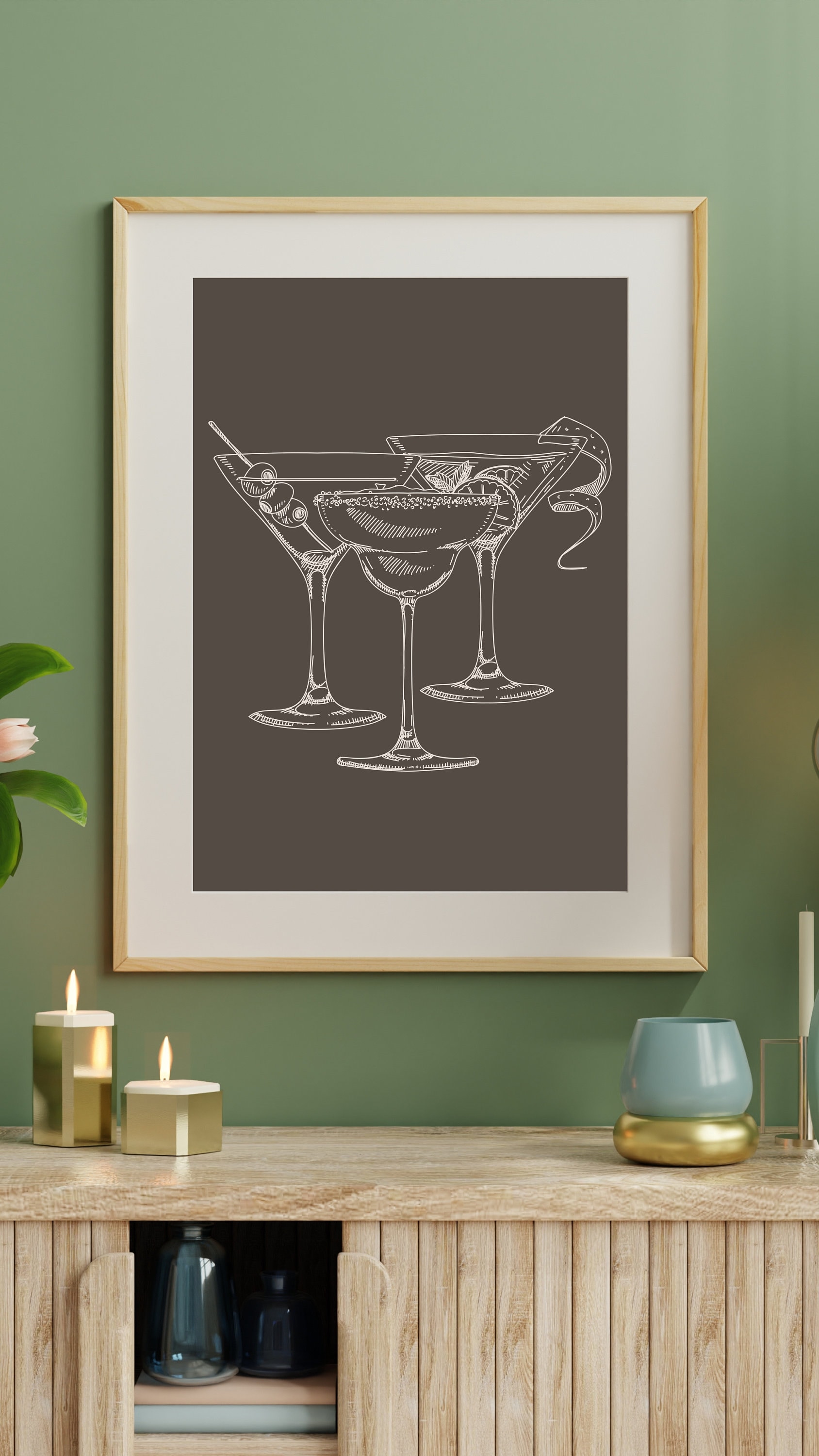 Cocktail Bar Cart Decor, Digital File, Cocktail Printable, Printable ...