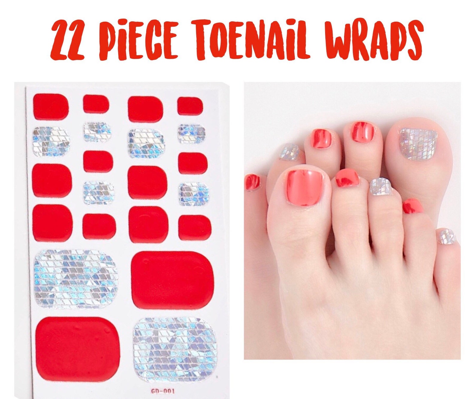 Red Sparkle Toes / Toenail Wraps - Etsy