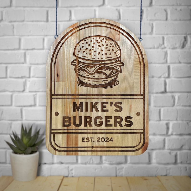 Customizable Burger Sign | Custom Wooden Burger Sign - Etsy