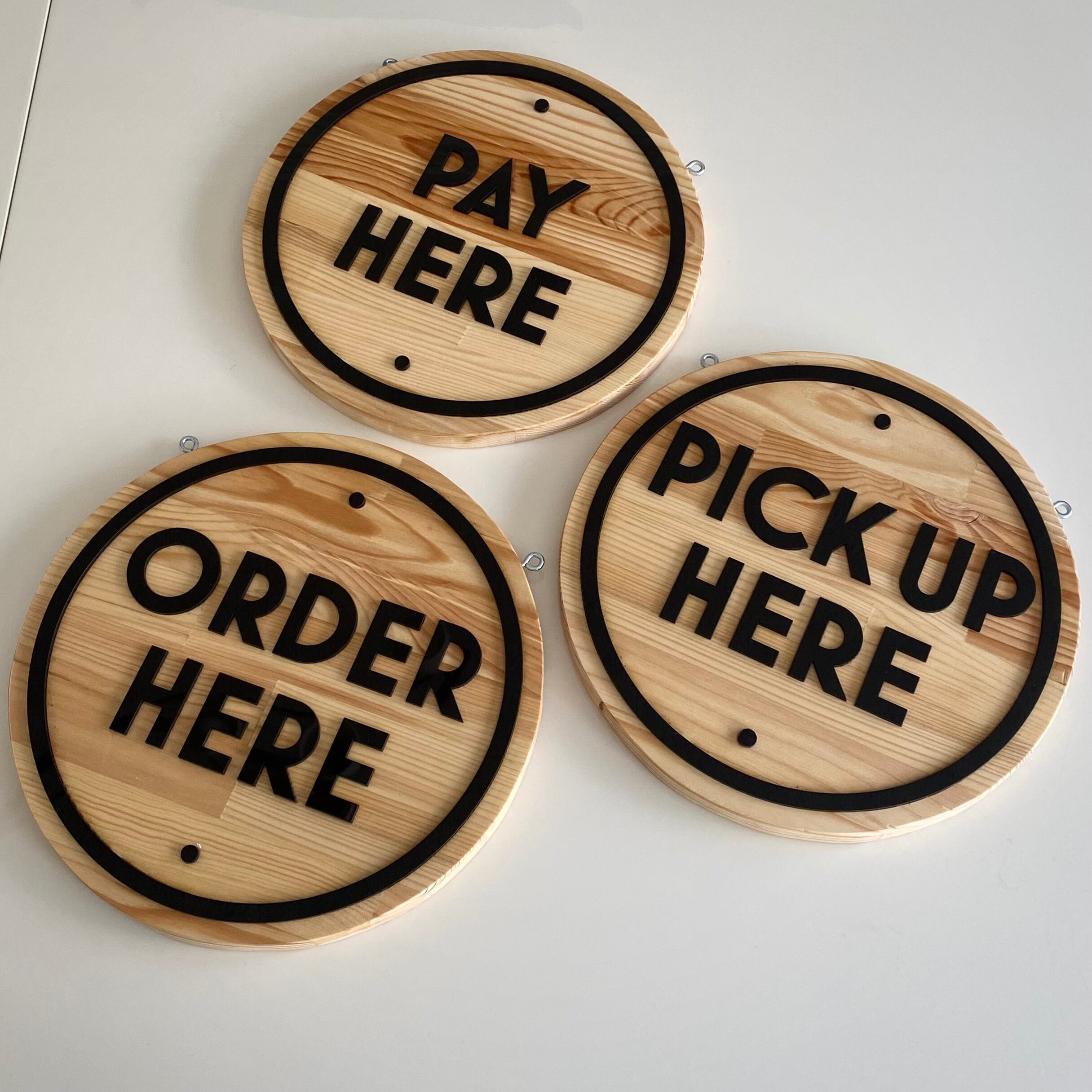 Order Here Pick up Here Pay Here Circular Wooden Sign Sign Set - Etsy