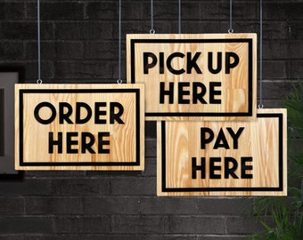 Order Here Pick up Here Rectangular Wooden Sign Sign Set - Etsy