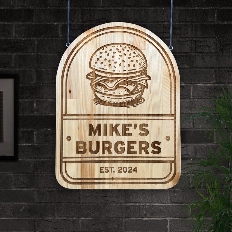 Customizable Burger Sign | Custom Wooden Burger Sign - Etsy