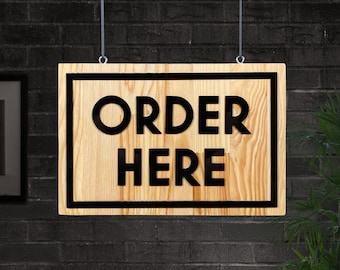 Order Here Sign Pick up Here Sign Pay Here Sign for Business Wooden ...