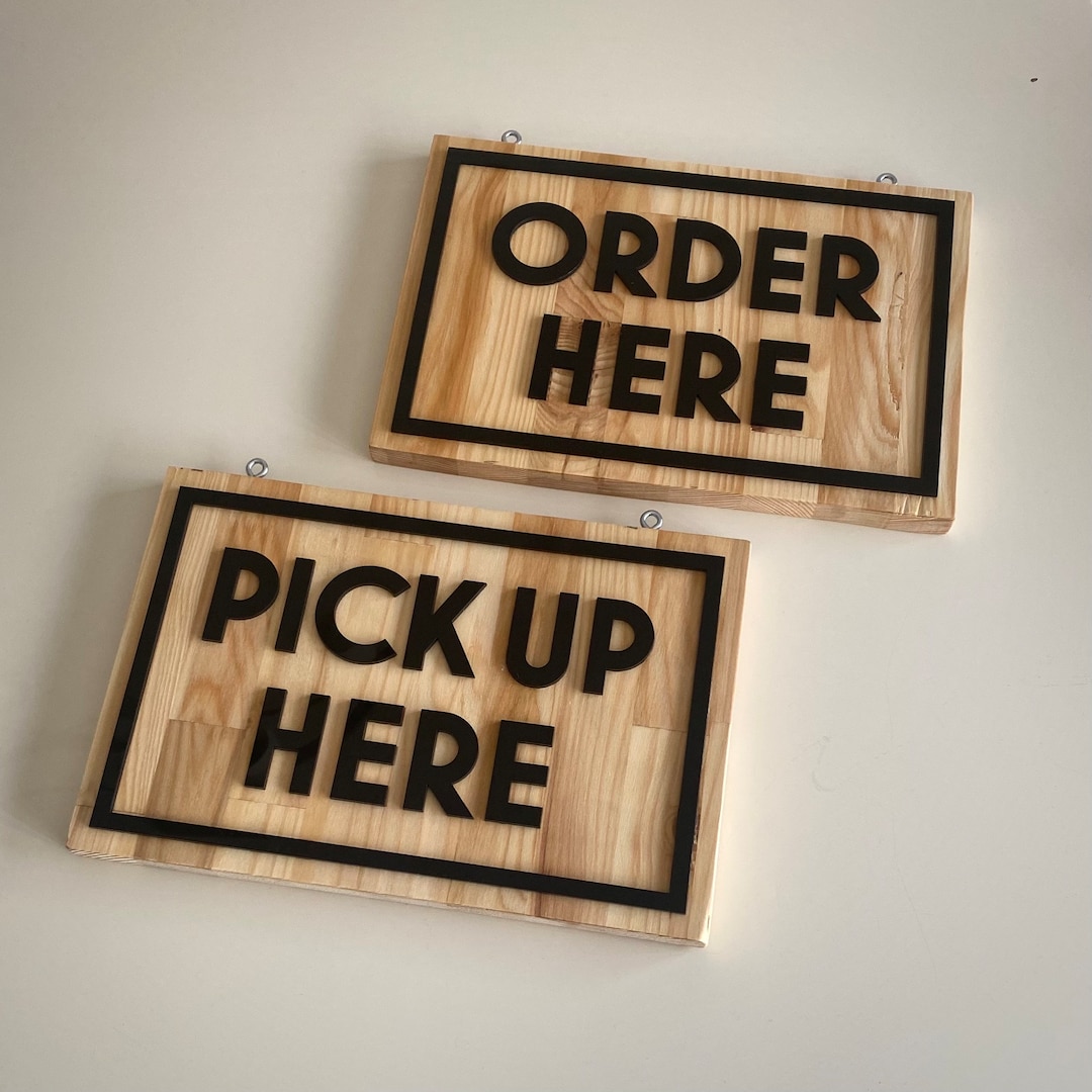Order Here Pick up Here Rectangular Wooden Sign Sign Set - Etsy