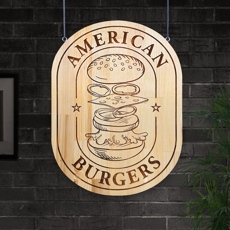 Custom Burger Sign | Wooden Vintage Burger Sign - Etsy