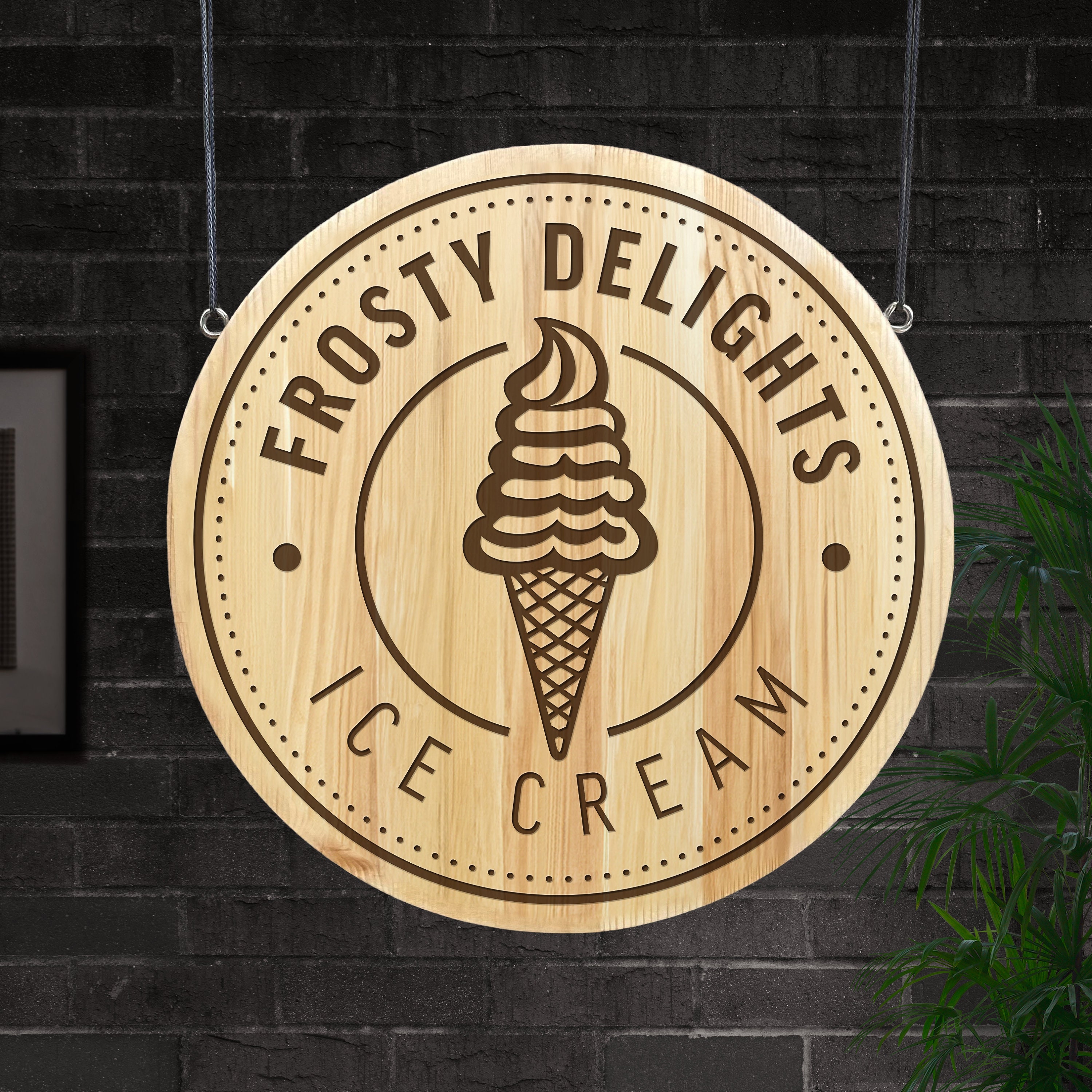 Customizable Ice Cream Sign | Custom Circular Wooden Ice Cream Sign - Etsy