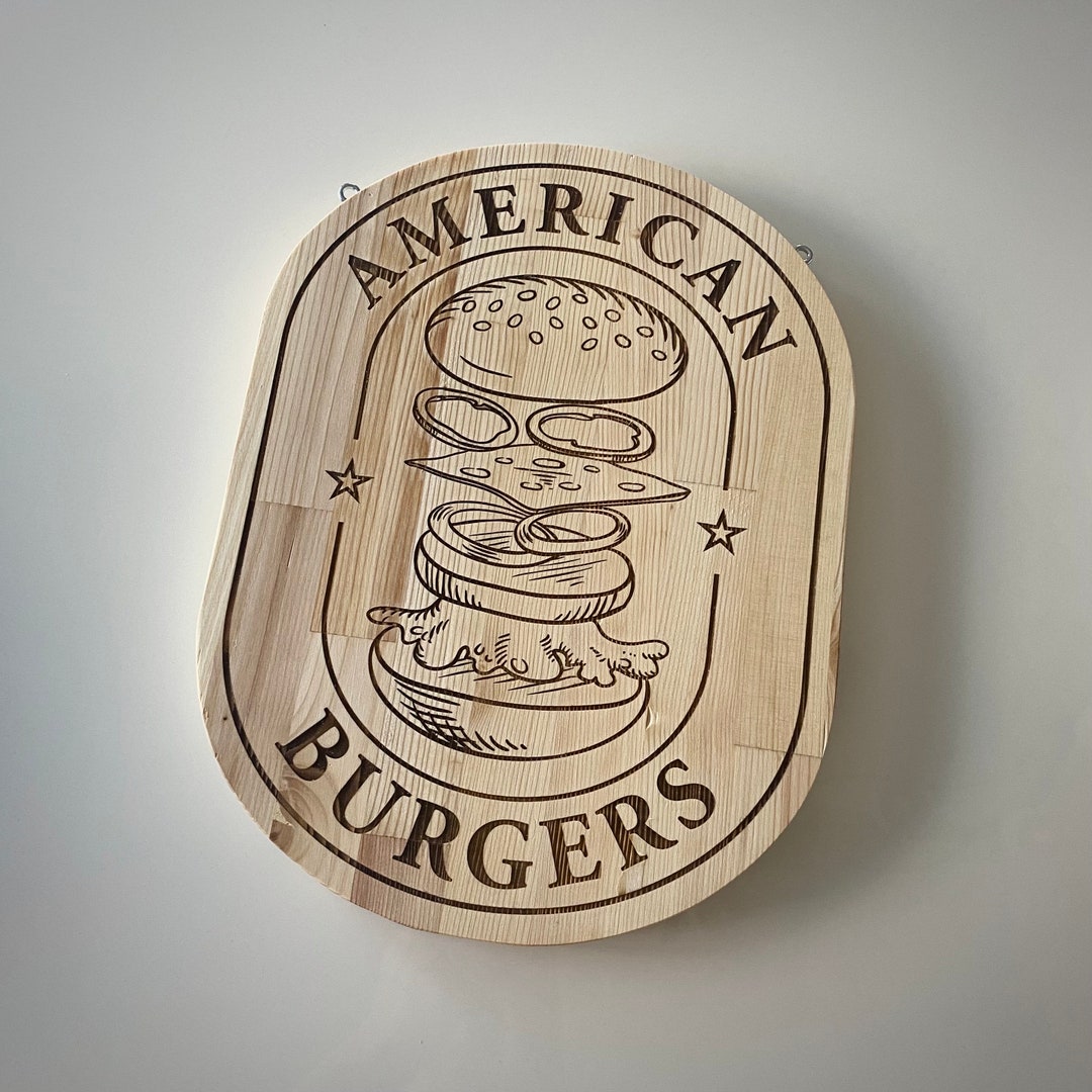 Custom Burger Sign Wooden Vintage Burger Sign - Etsy