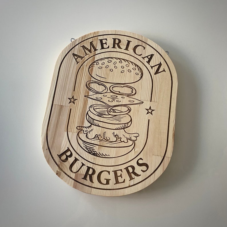 Custom Burger Sign | Wooden Vintage Burger Sign - Etsy