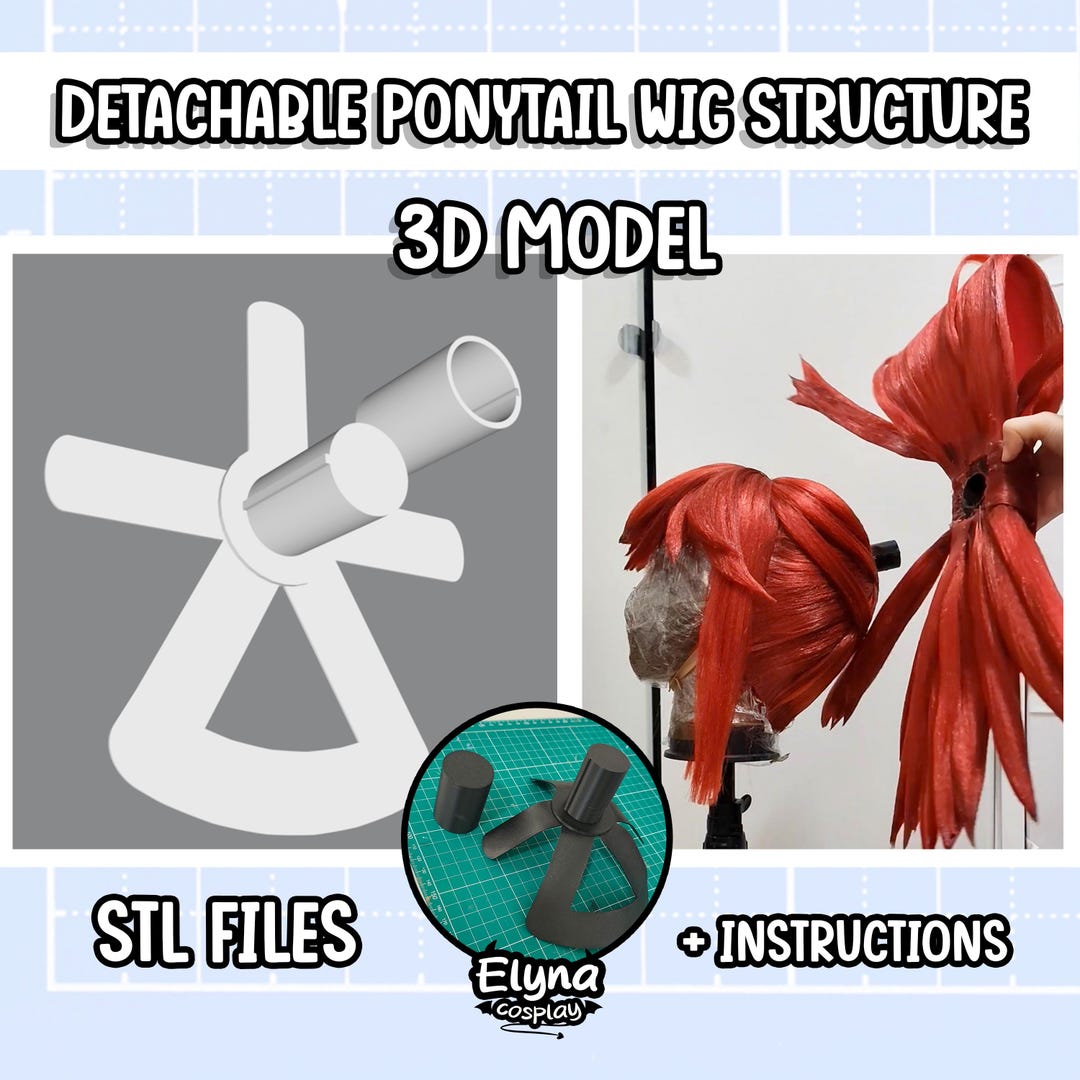 Detachable Ponytail Wig Structure - DIGITAL 3D MODEL STL - Etsy