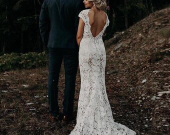 V Back Wedding Dress | Etsy