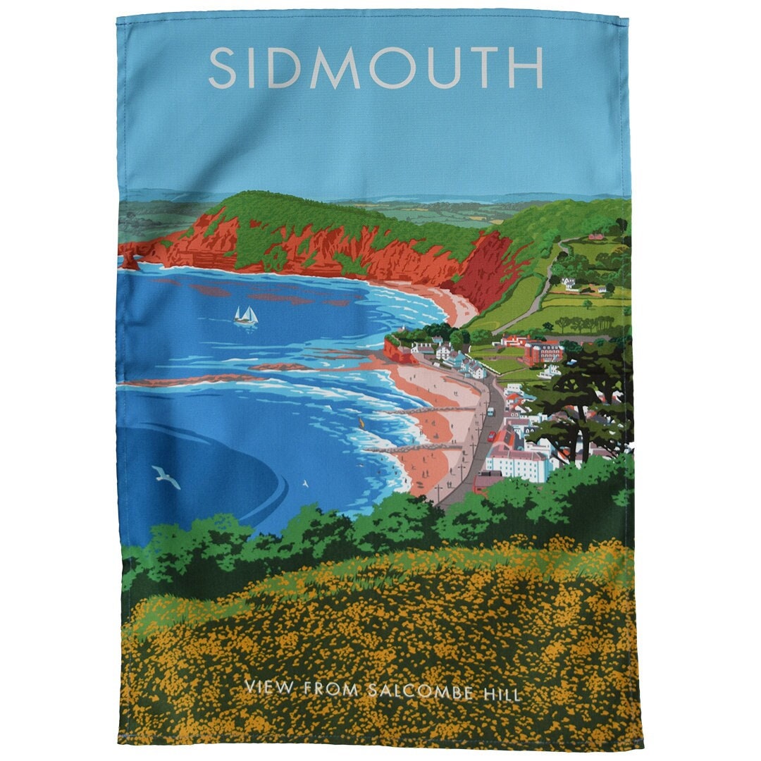 Sidmouth Print - Ansicht von Salcombe Hill Geschirrtuch - Küchentuch ...