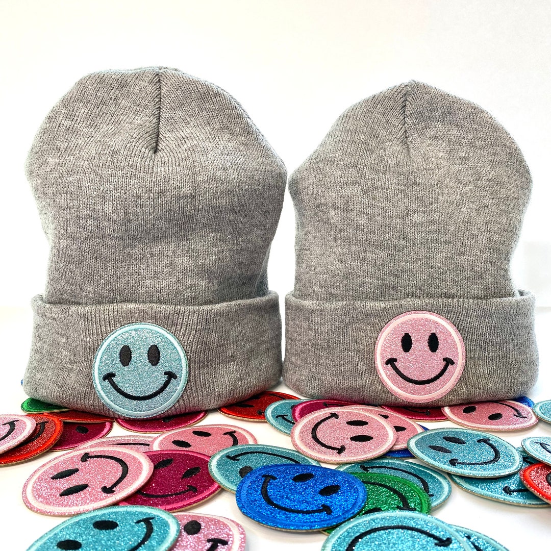 Smiley Glittery Beanie - Winter Beanie - Adult Beanie - Kids Beanie ...