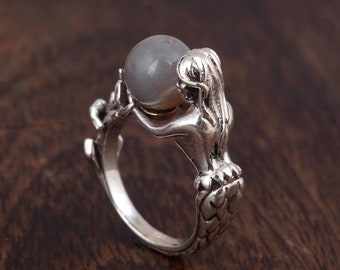 Silver Mermaid Ring - Etsy