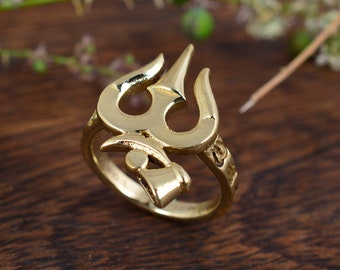 Gold Trishul Ring - Etsy