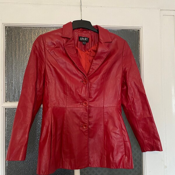 Red Leather Jacket - Etsy