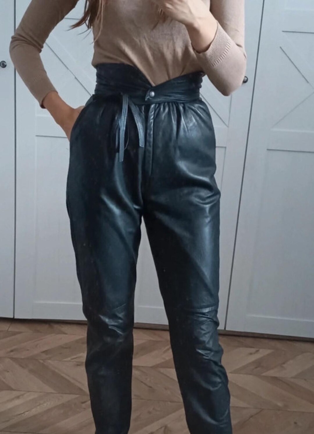 Reserved Vintage Leather Pants Black Custom Order! - Etsy