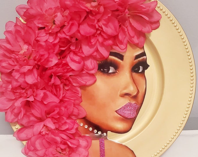 Praying Hat Lady Diva Charger Plate. 13 Inch Diameter. Art Decoration ...