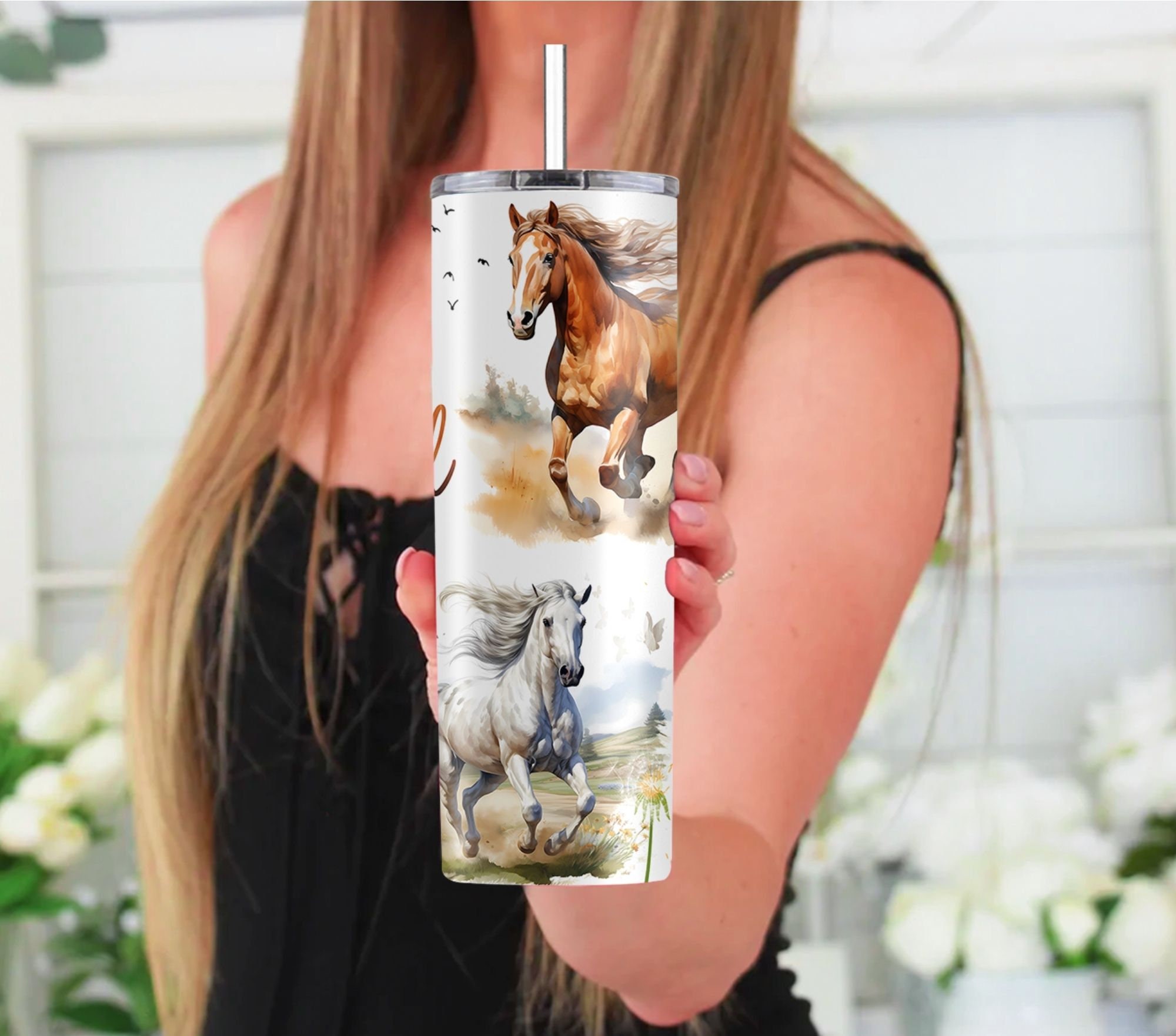 Free Running Horses Tumbler Wrap 20oz Skinny Tumbler Sublimation ...